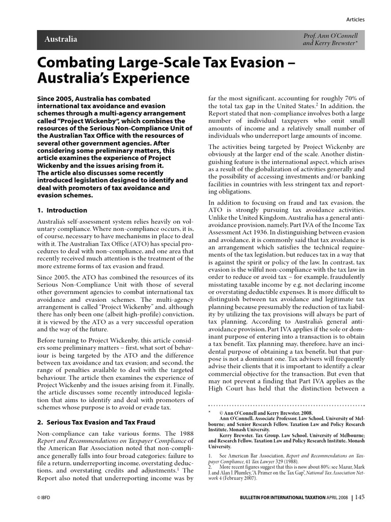 Australia - Combating Large Scale Tax Evasion - Australia Experience ...