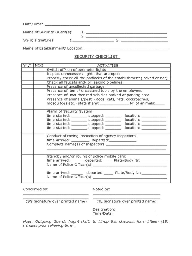 Security Checklist | PDF