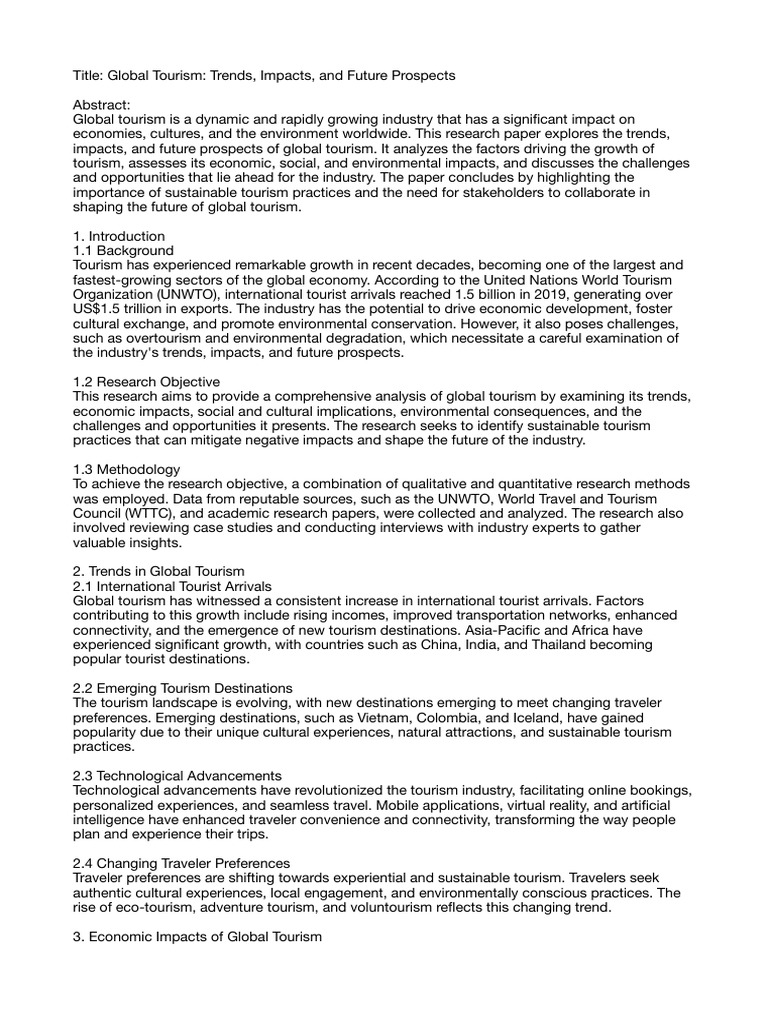 Global Tourism - Trends, Impacts, and Future Prospects | PDF | Tourism ... Global Tourism - Trends, Impacts, and Future Prospects | PDF | Tourism ...