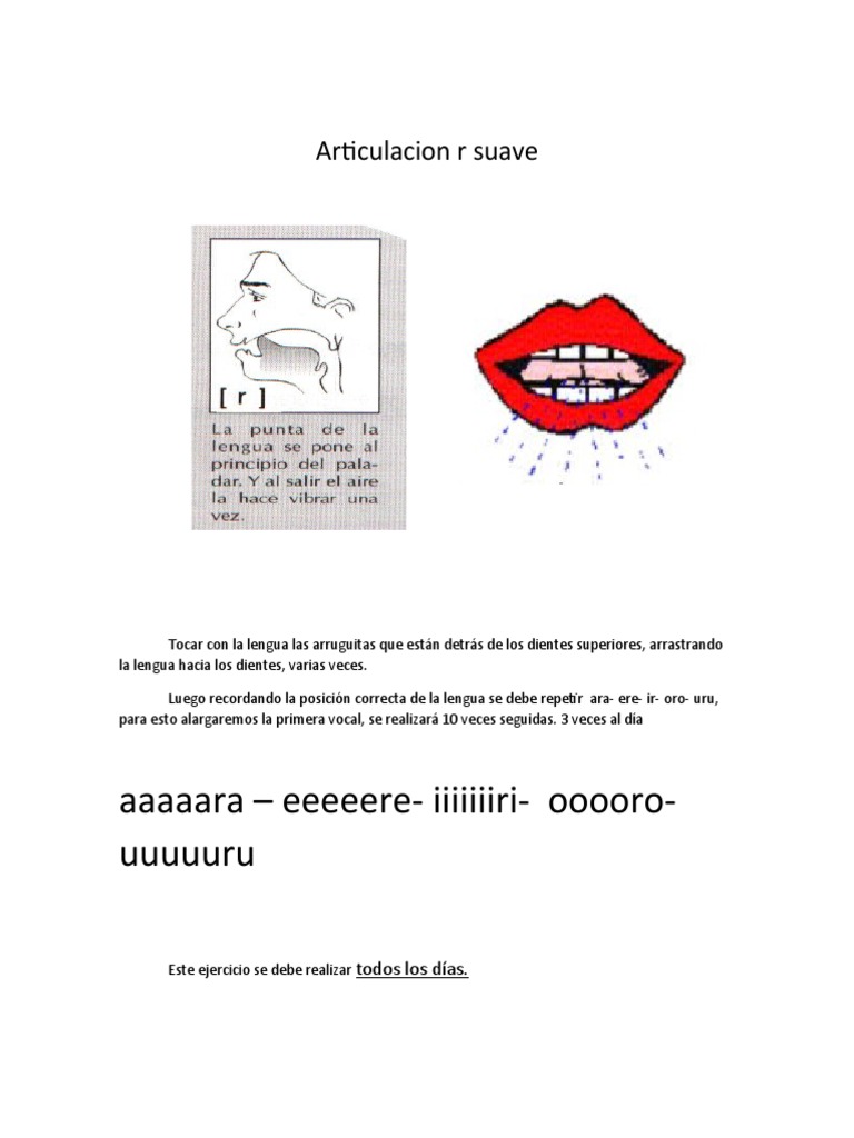 Ejercicios para la articulación de la r suave | PDF