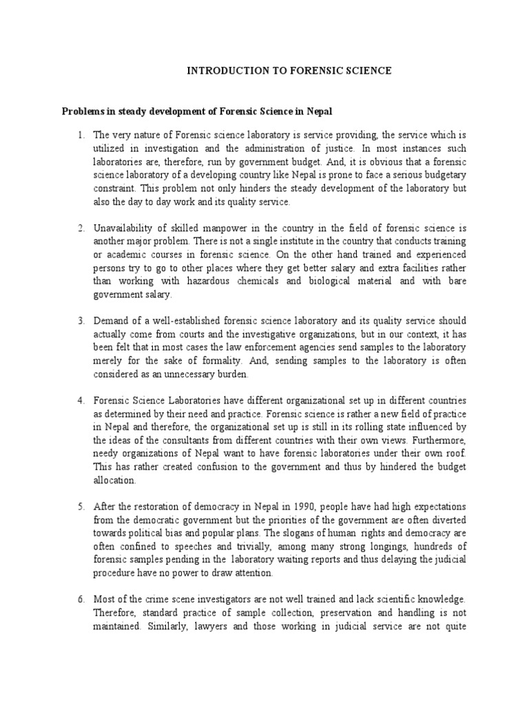 Introduction To Forensic Science | PDF | Forensic Science | Laboratories