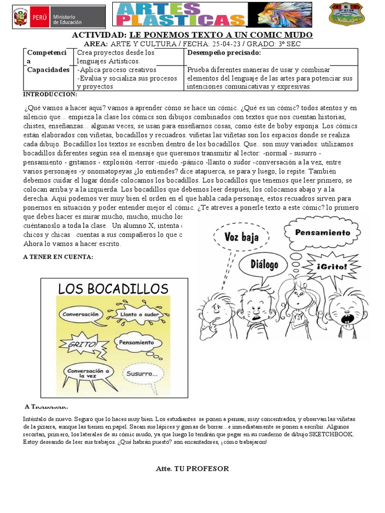 Cómo Crear un Cómic Mudo en Clase | PDF | Cómics | Dibujo