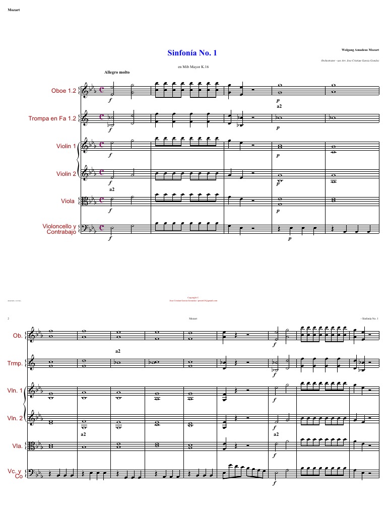 SINFONIA 1 MOZART - Mozart | PDF