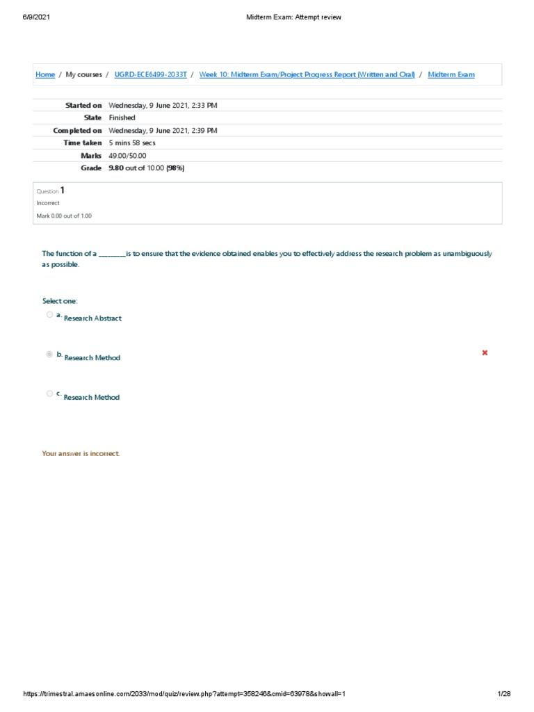 Midterm Exam Attempt Review PDF | PDF | Experiment | Quantitative Research Midterm Exam Attempt Review PDF | PDF | Experiment | Quantitative Research
