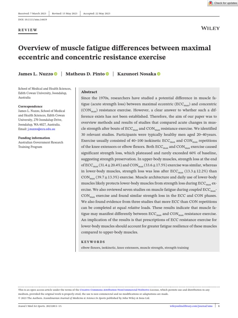 Scandinavian Med Sci Sports - 2023 - Nuzzo - Overview of Muscle Fatigue ...