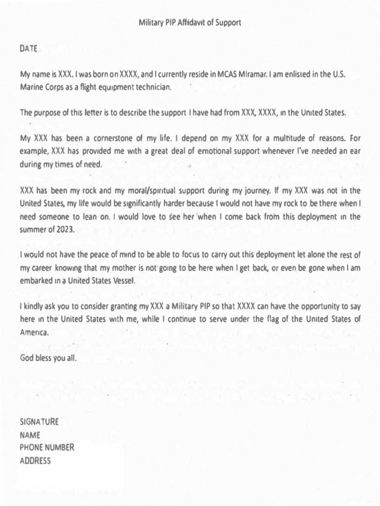 Military Affidavit PIP Letter | PDF