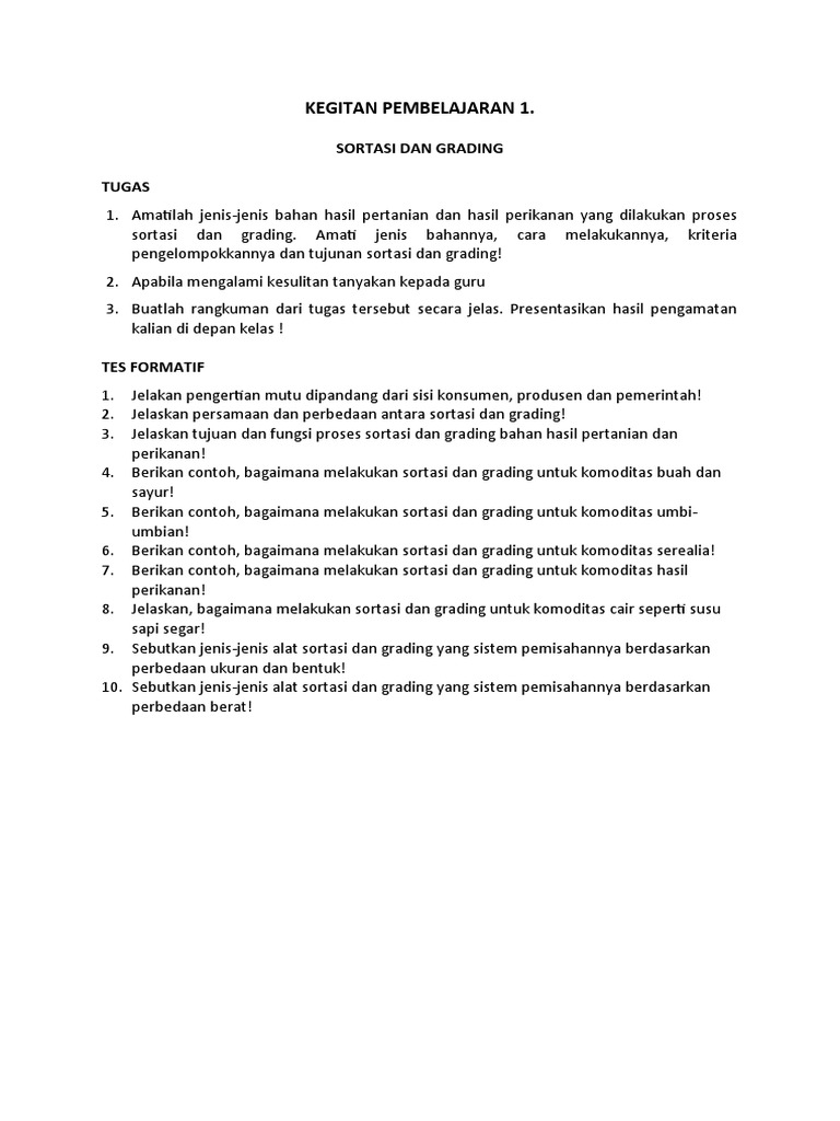 Pengertian dan Proses Sortasi | PDF | Kesehatan Holistik