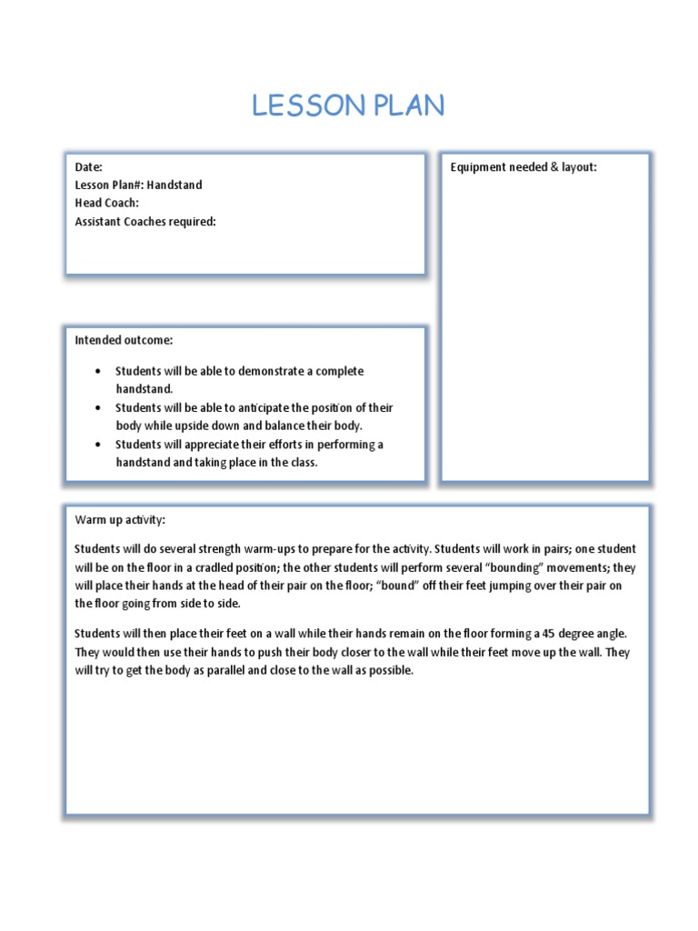 Gym LESSON PLAN | PDF