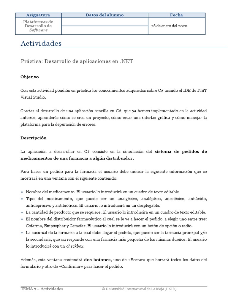 Actividad2 Plataformas | PDF | C Sharp (lenguaje de programación) | Ventana (informática)