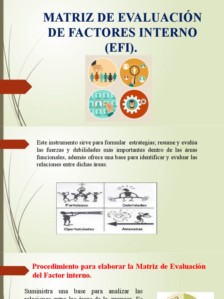 Sesion 14 MATRIZ DE EVALUACIÓN DE FACTORES INTERNO (EFI) | PDF | Evaluación | Marketing