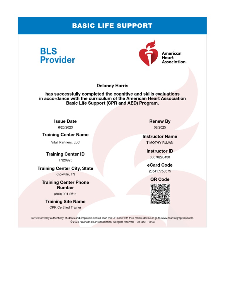 cpr certificate- harris | PDF