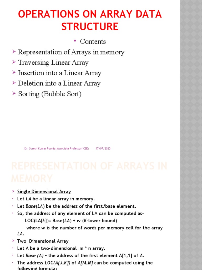 Operations On Array | PDF | Algorithms And Data Structures | Information Retrieval