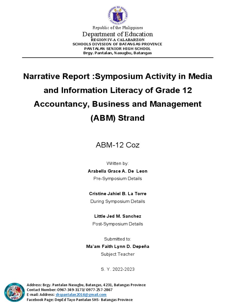Narrative Report Symposium | PDF | Cyberbullying | Cognitive Science
