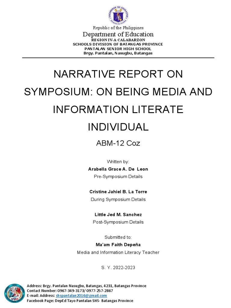 Narrative Report Symposium | PDF | Cyberbullying | Cognitive Science