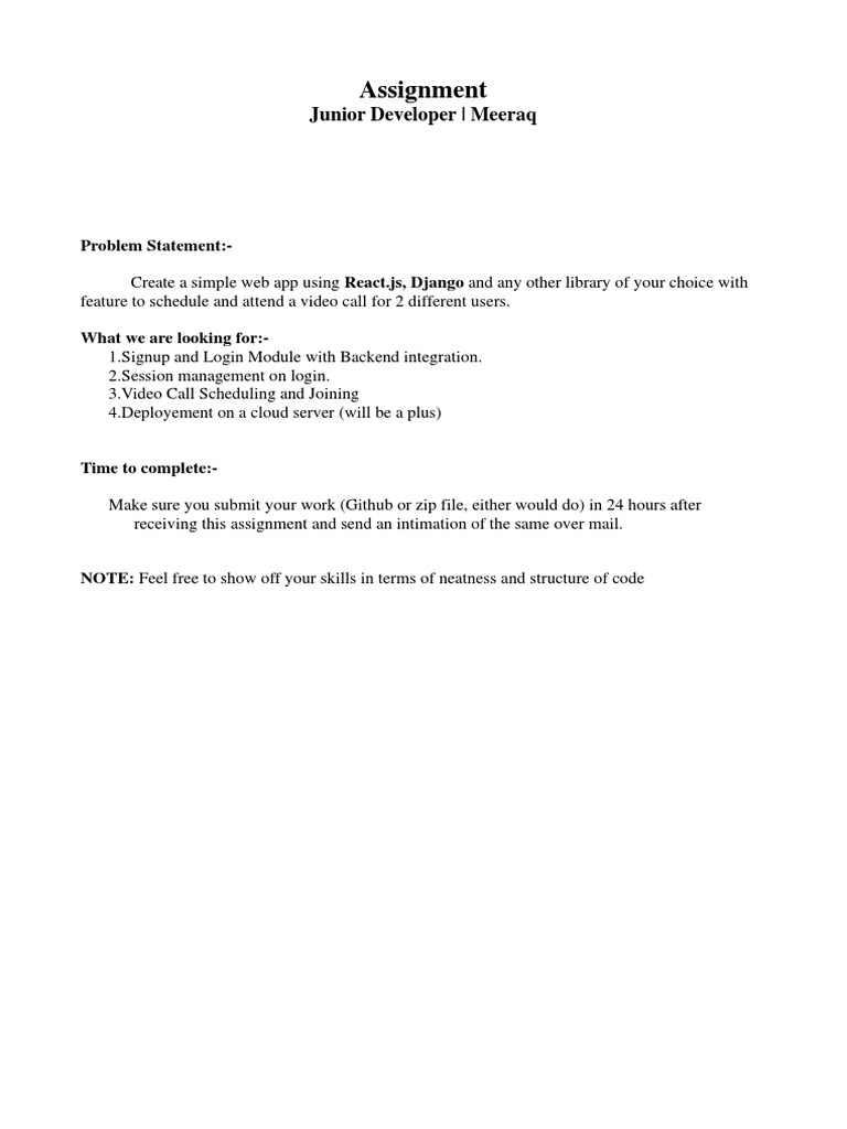 Junior Dev - Meeraq - Assignment | Download Free PDF | Software | Computing