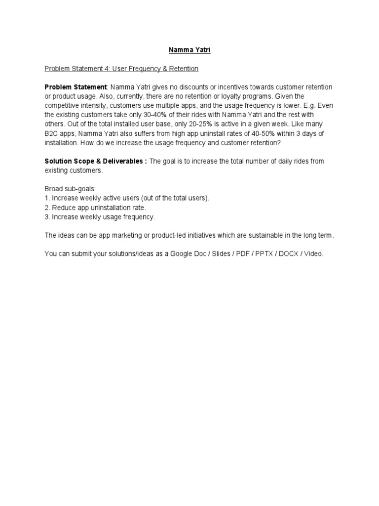 Namma Yatri Problem Statement 4 | PDF