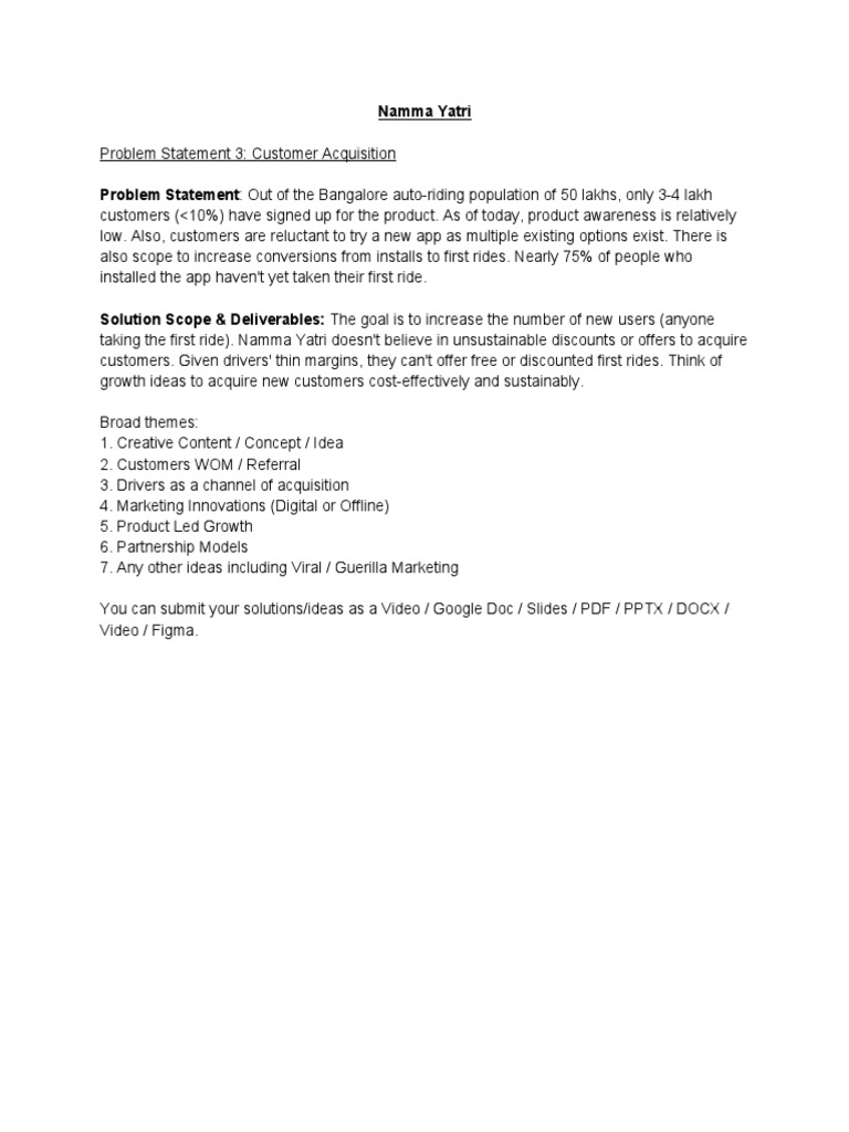 Namma Yatri Problem Statement 3 | PDF