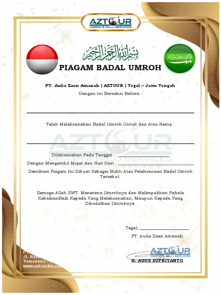 Cetak Piagam Badal Umroh | PDF