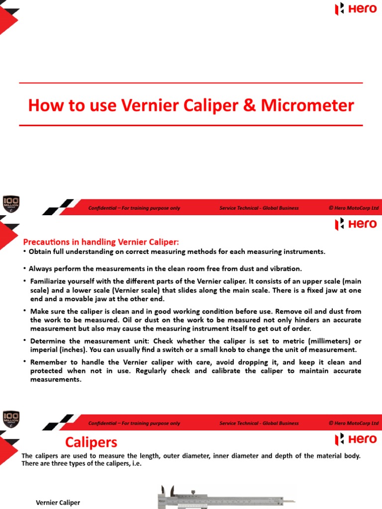 How To Use Vernier Caliper - Micrometer | PDF | Equipment | Length