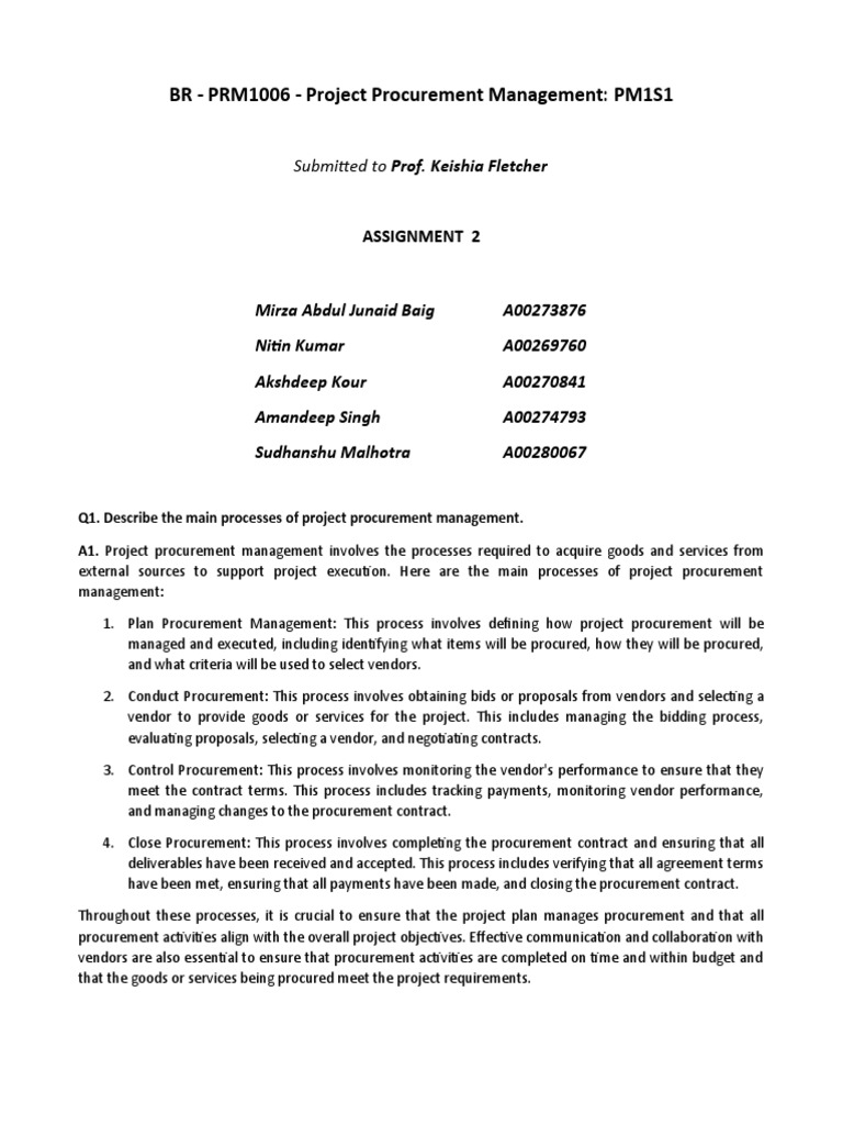 1006 Assignment 2 | PDF | Outsourcing | Procurement