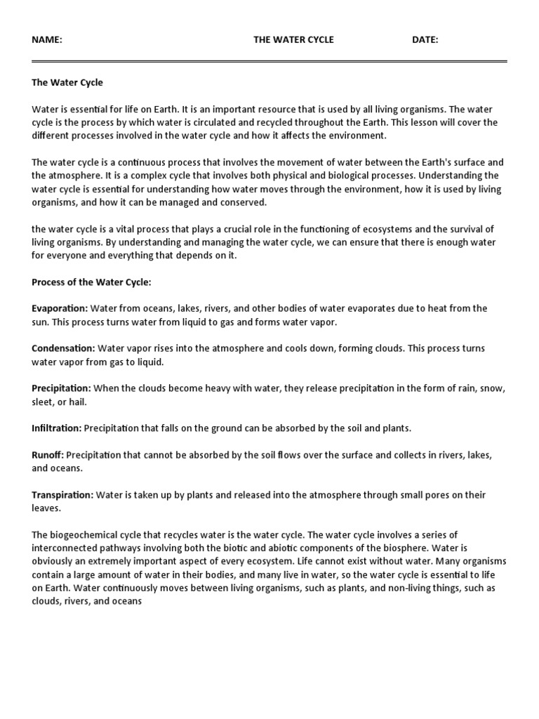 The Water Cycle | PDF | Water Cycle | Water