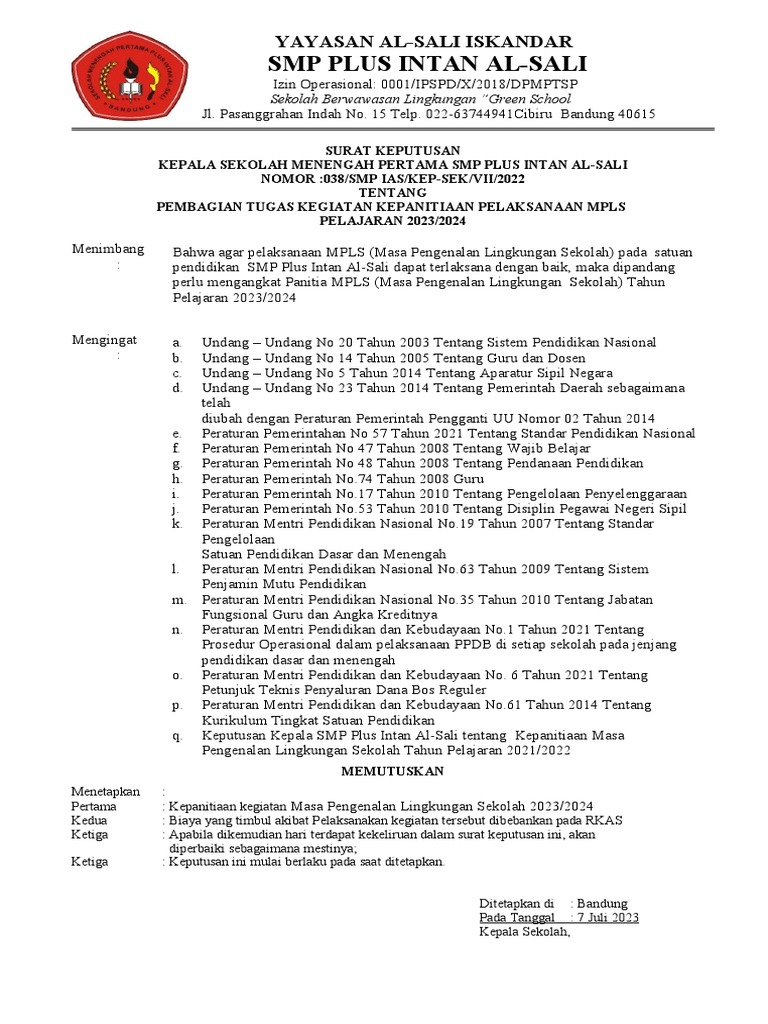SK MPLS 2022-2023-1 | PDF | Karier & Perkembangan