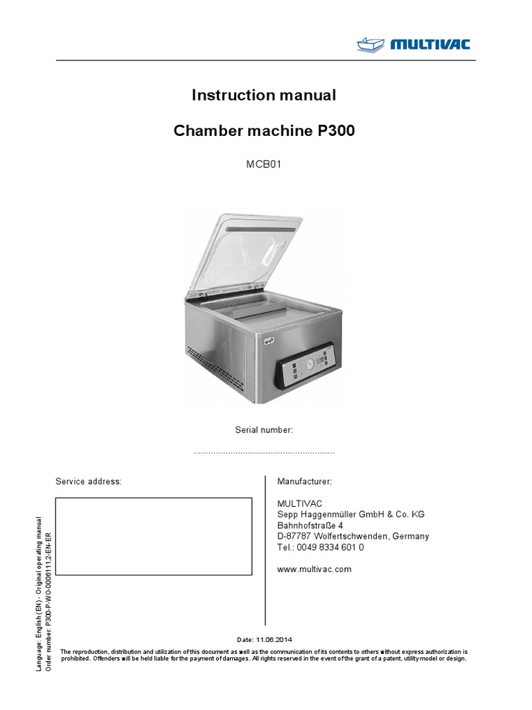 Multivac P300 Operating Manual | PDF | Electromagnetic Compatibility