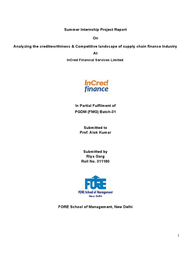 Summer Internship Report - Industry Analysis | PDF | Factoring (Finance ...