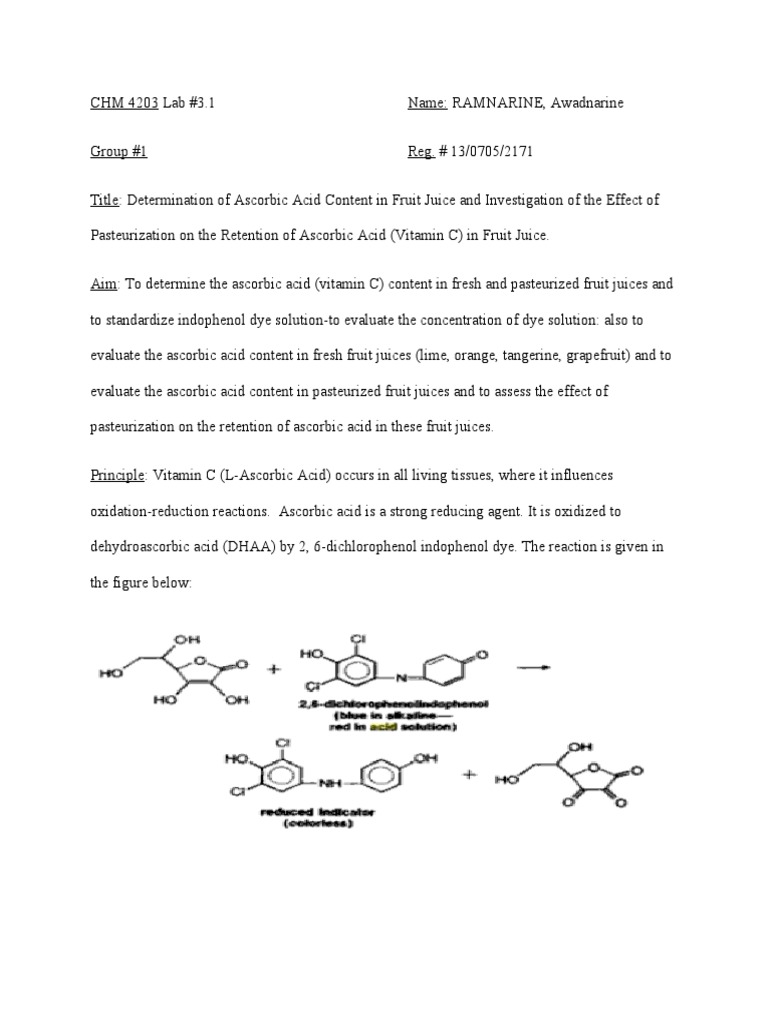 CHM Lab 3.1 | PDF | Vitamin C | Acid
