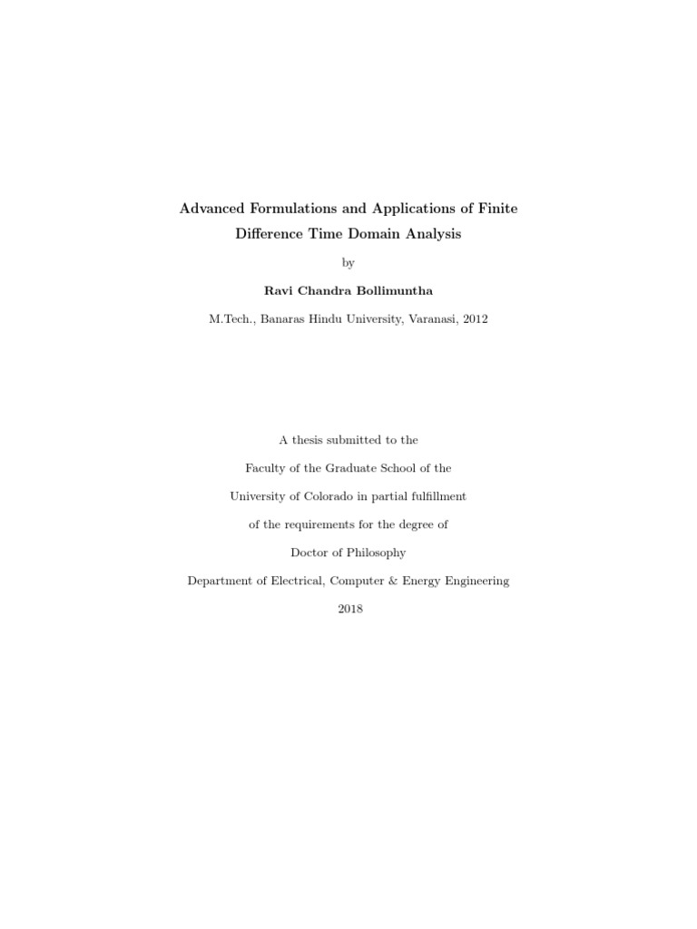 Advanced Formulations and Applications of Finite Difference Time | PDF ...