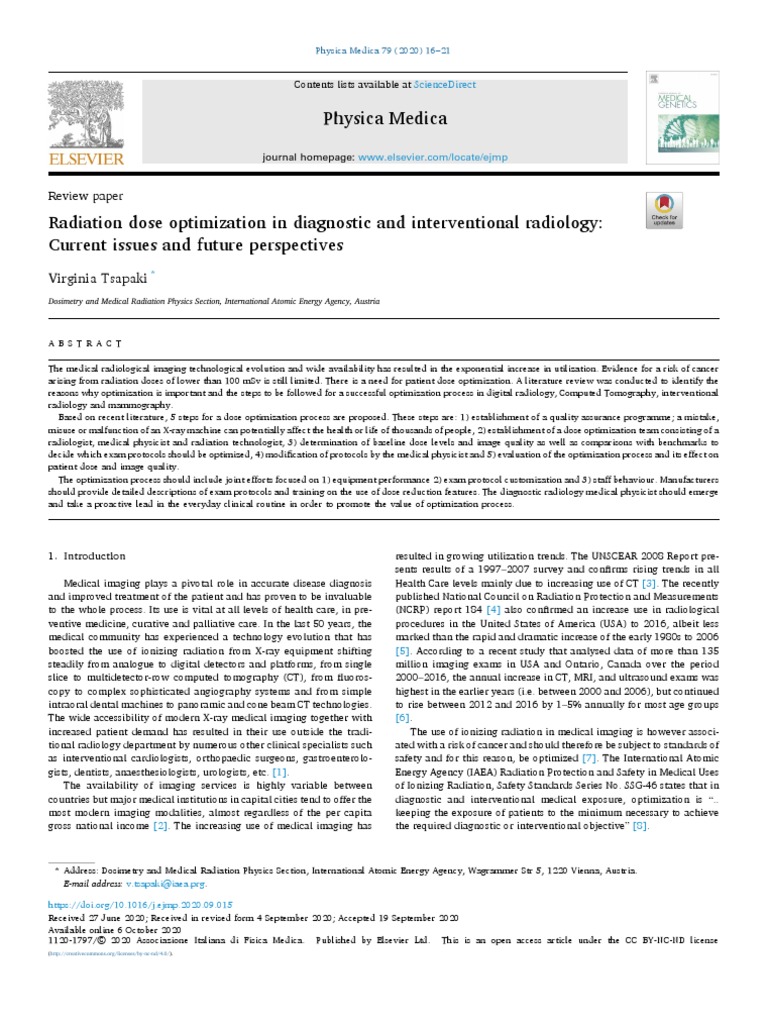 Optimization in Radiology Eur J Med Phys | PDF | Ct Scan | Medical Imaging