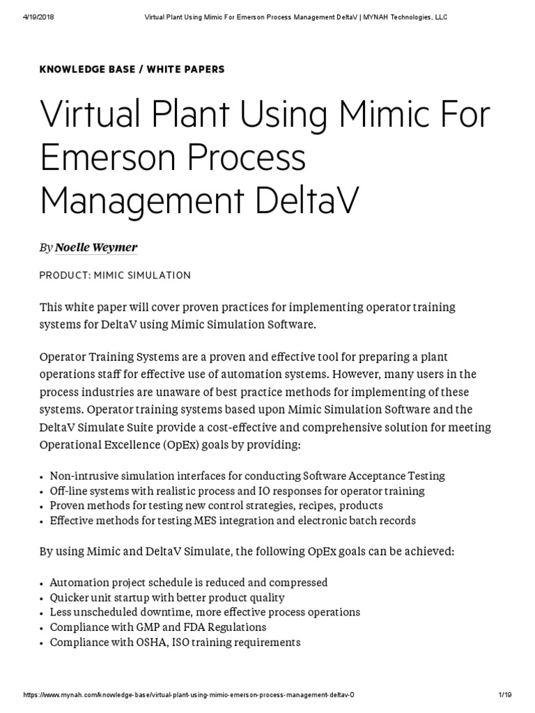 Virtual Plant Using Mimic For Emerson Process Management DeltaV | Download Free PDF | Simulation ...