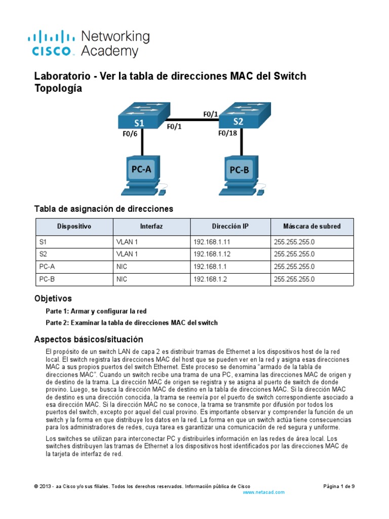 7.3.7 Lab - View The Switch MAC Address Table | PDF | Conmutador de red ...