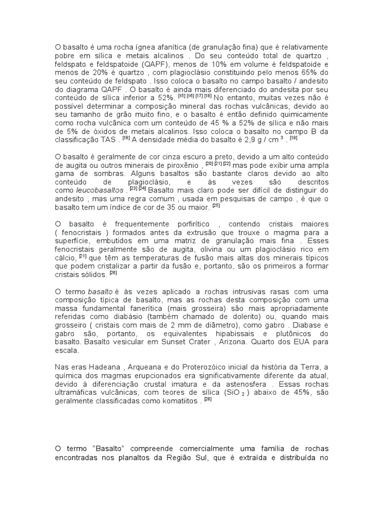 O Basalto É Uma Rocha Ígnea Afanítica | PDF | Basalto | Isolamento térmico