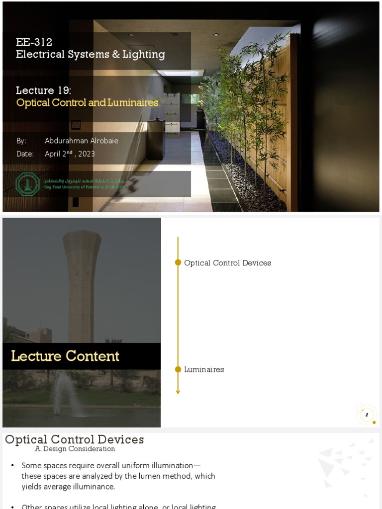 Ee 312 - Lecture 19 | PDF | Lighting | Optics