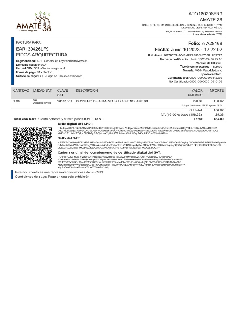 ATO180208FR9 Amate 38: Regimen Fiscal: Lugar de Expedición | PDF ...