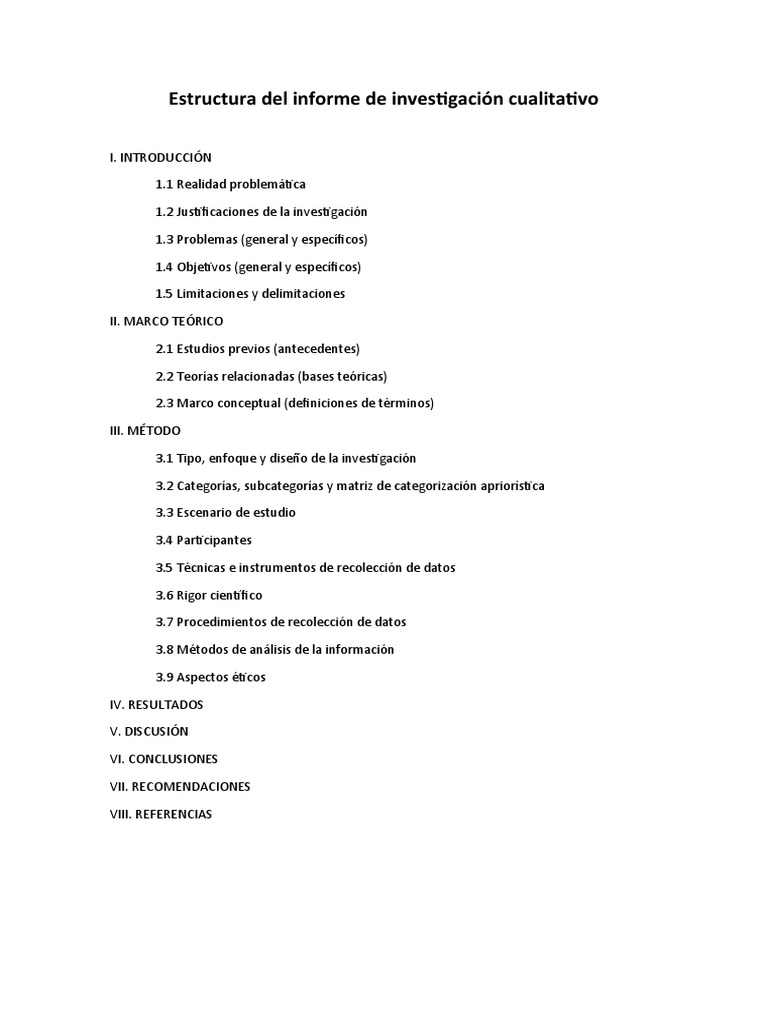 Estructura Del Informe de Investigación Cualitativo | PDF