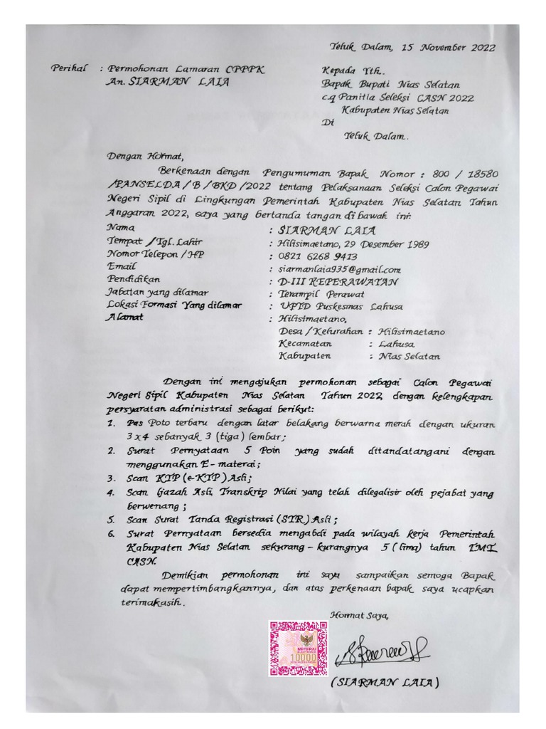 Surat Lamaran e Meterai | PDF