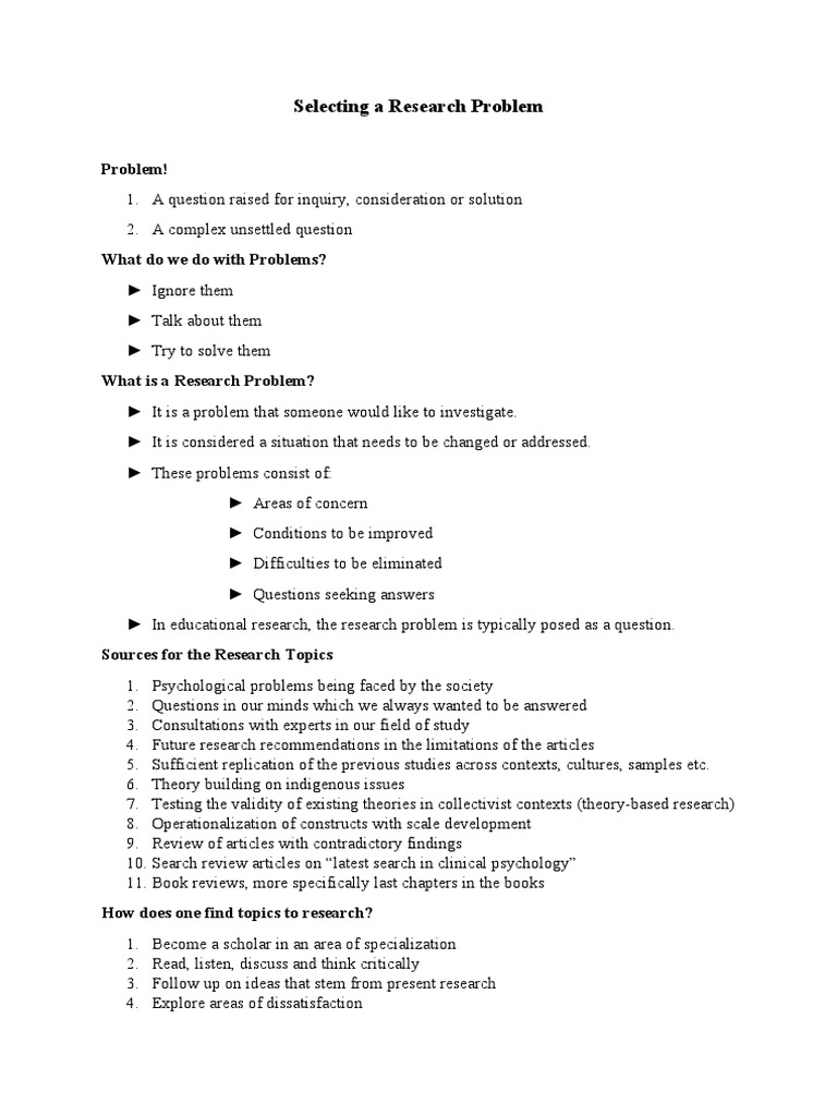 Selecting A Research Problem | PDF | Psychology | Science