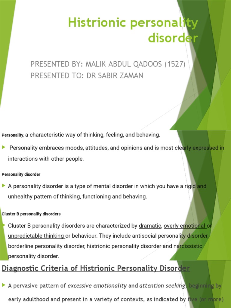 Histrionic Personality Disorder | PDF | Personality Disorder | Mental ...