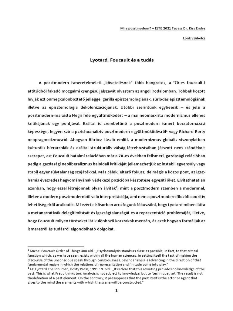 Lyotard Foucault | PDF
