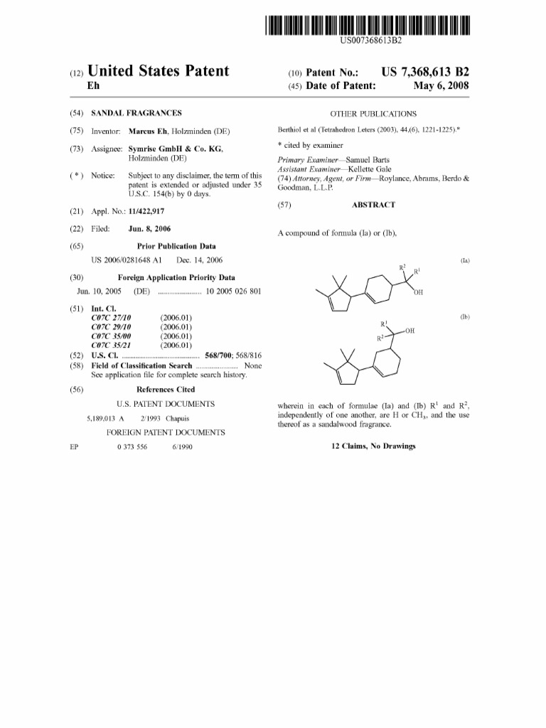 Us 7368613 | PDF | Perfume | Ester