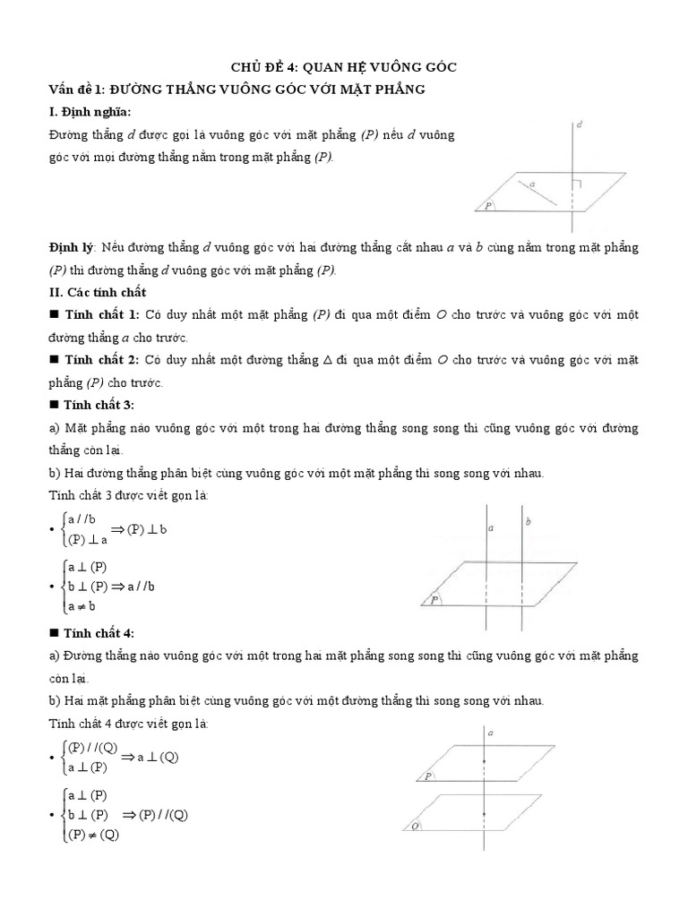 Chuyen de Trac Nghiem Quan He Vuong Goc | PDF