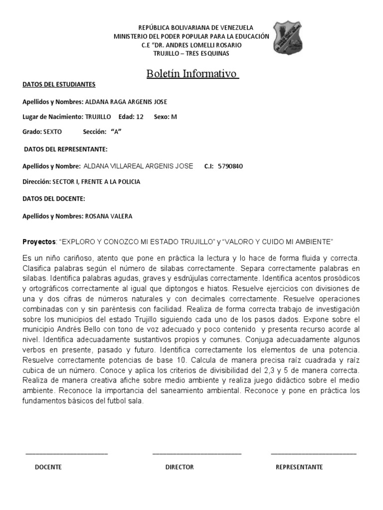 Boletas SEGUNDO Lapso | PDF | Sílaba | Venezuela