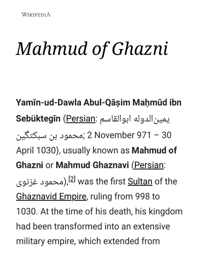 Mahmud of Ghazni - Wikipedia | PDF