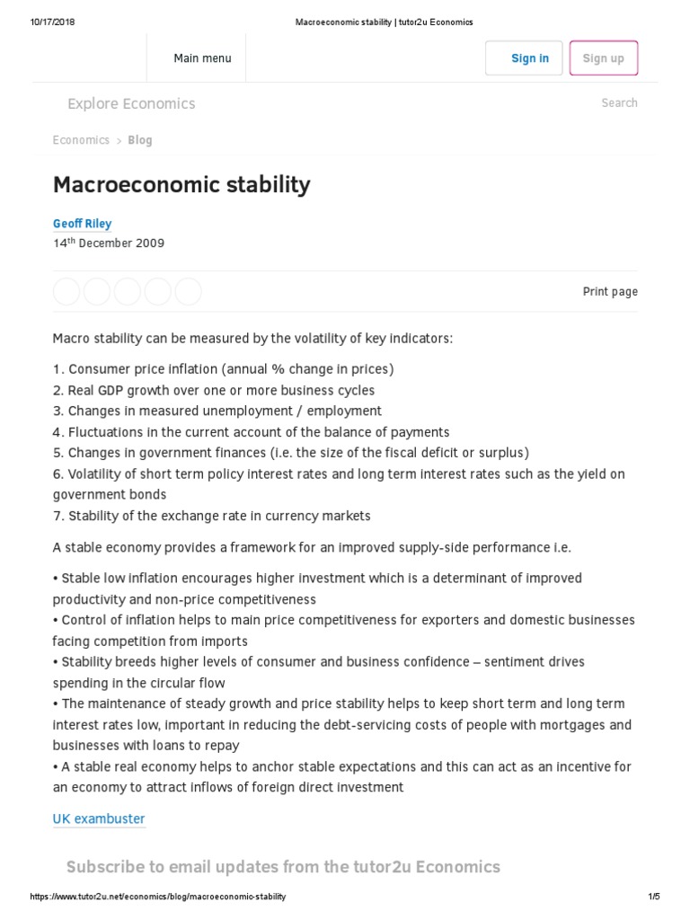 Macroeconomic Stability - Tutor2u Economics | PDF