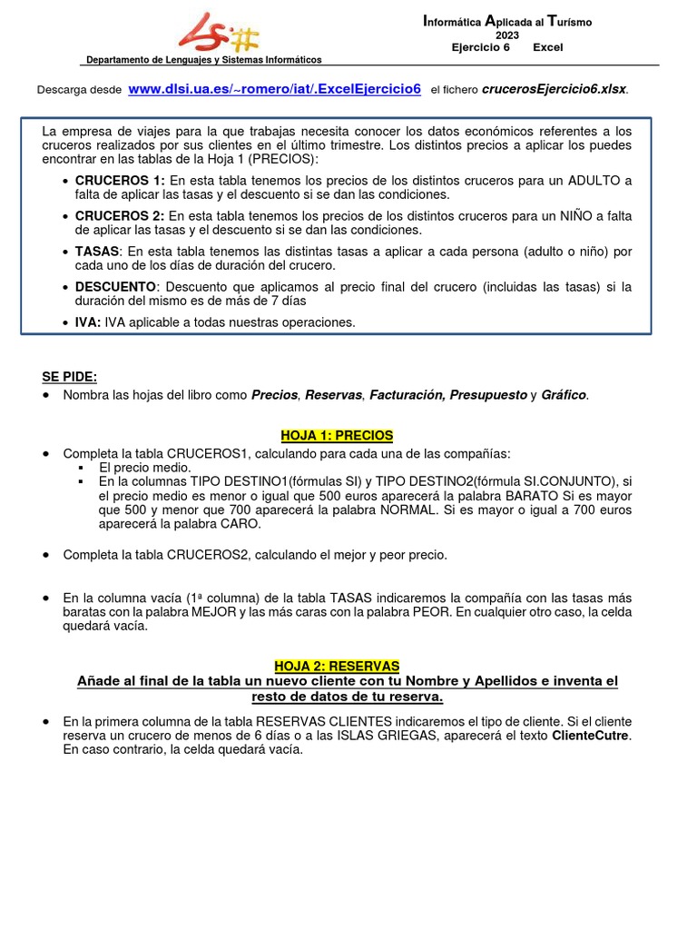 Ejercicio 6 Excel | PDF | Microsoft Excel | Informática