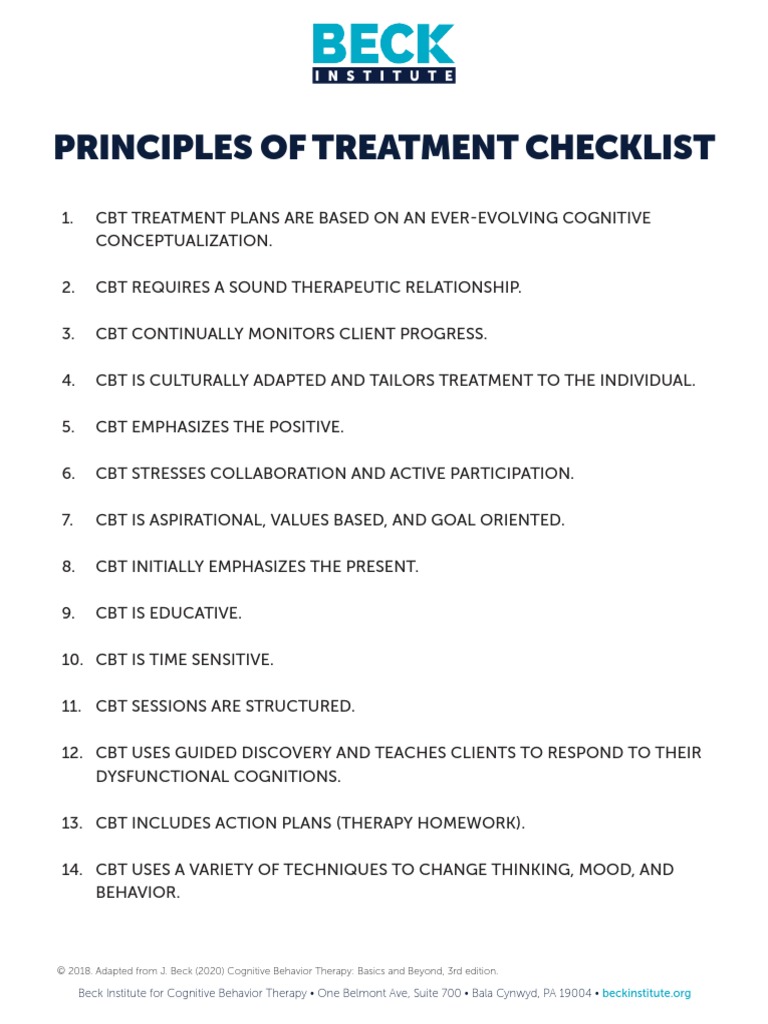 Principles of Treatment Checklist | PDF
