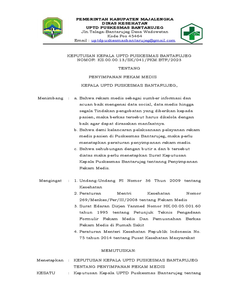 3.8.1.d SK-Tentang-Penyimpanan-Rekam-Medis | PDF