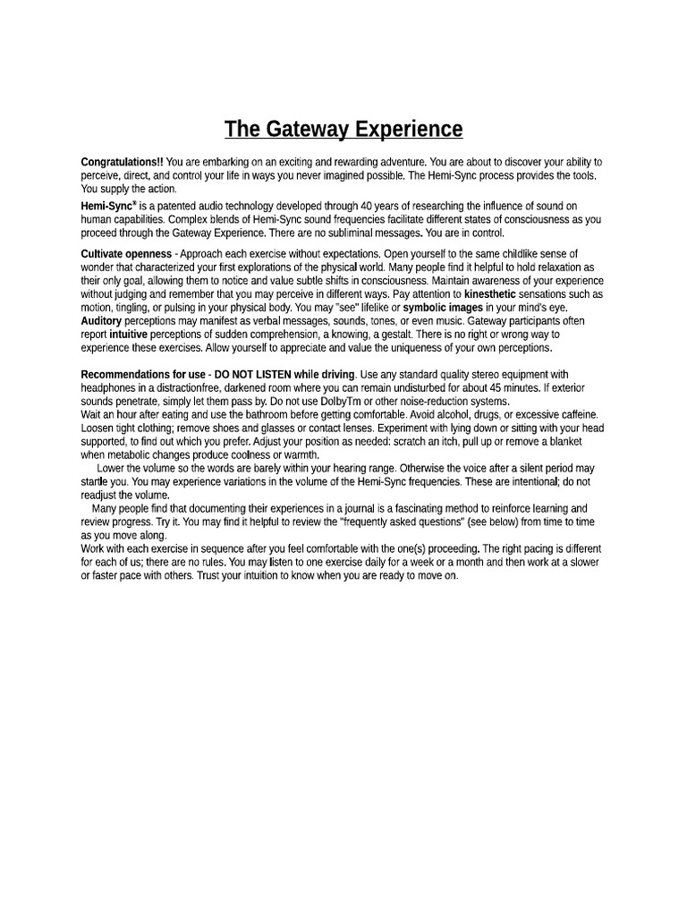The Gateway Experince - Document_v2 | PDF